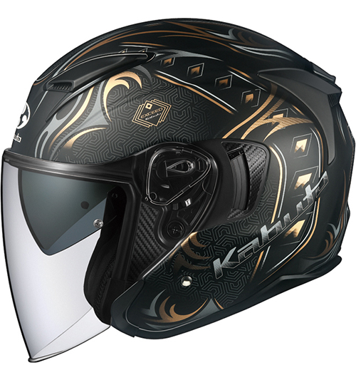 Max MC Direct OGK Kabuto Exceed Helmet Sword Flat-Black-Gold, OGK Openface